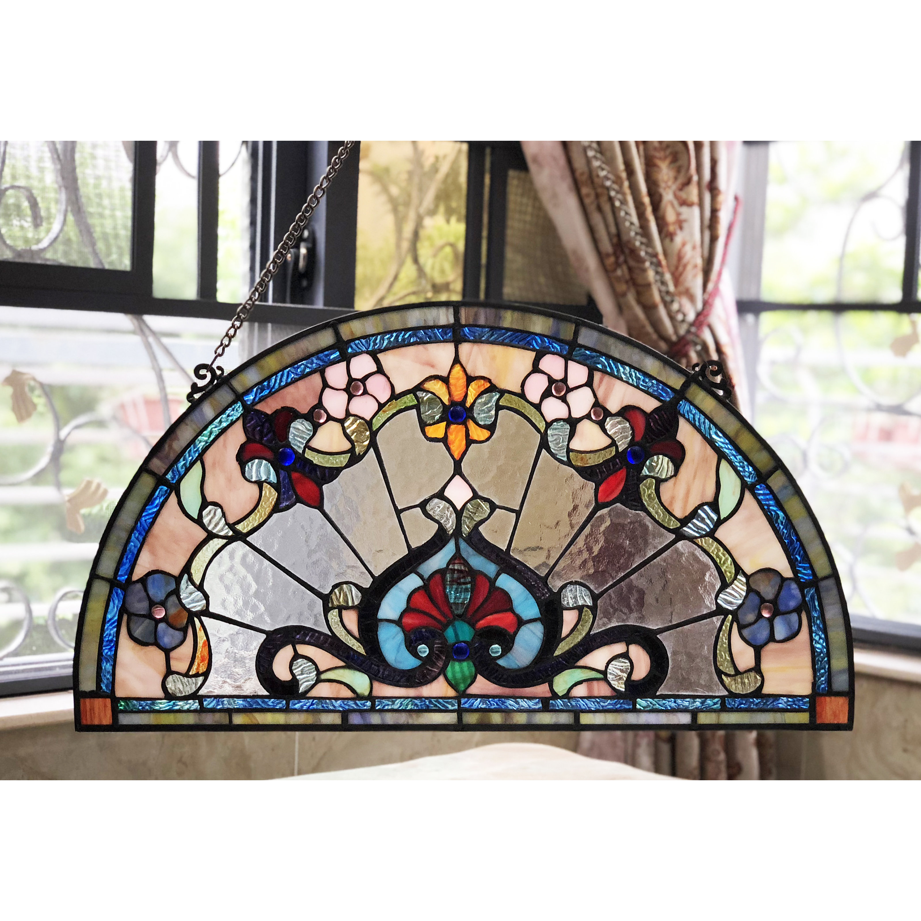 Fleur De Lis Living Tiffany-Glass Window Panel & Reviews | Wayfair