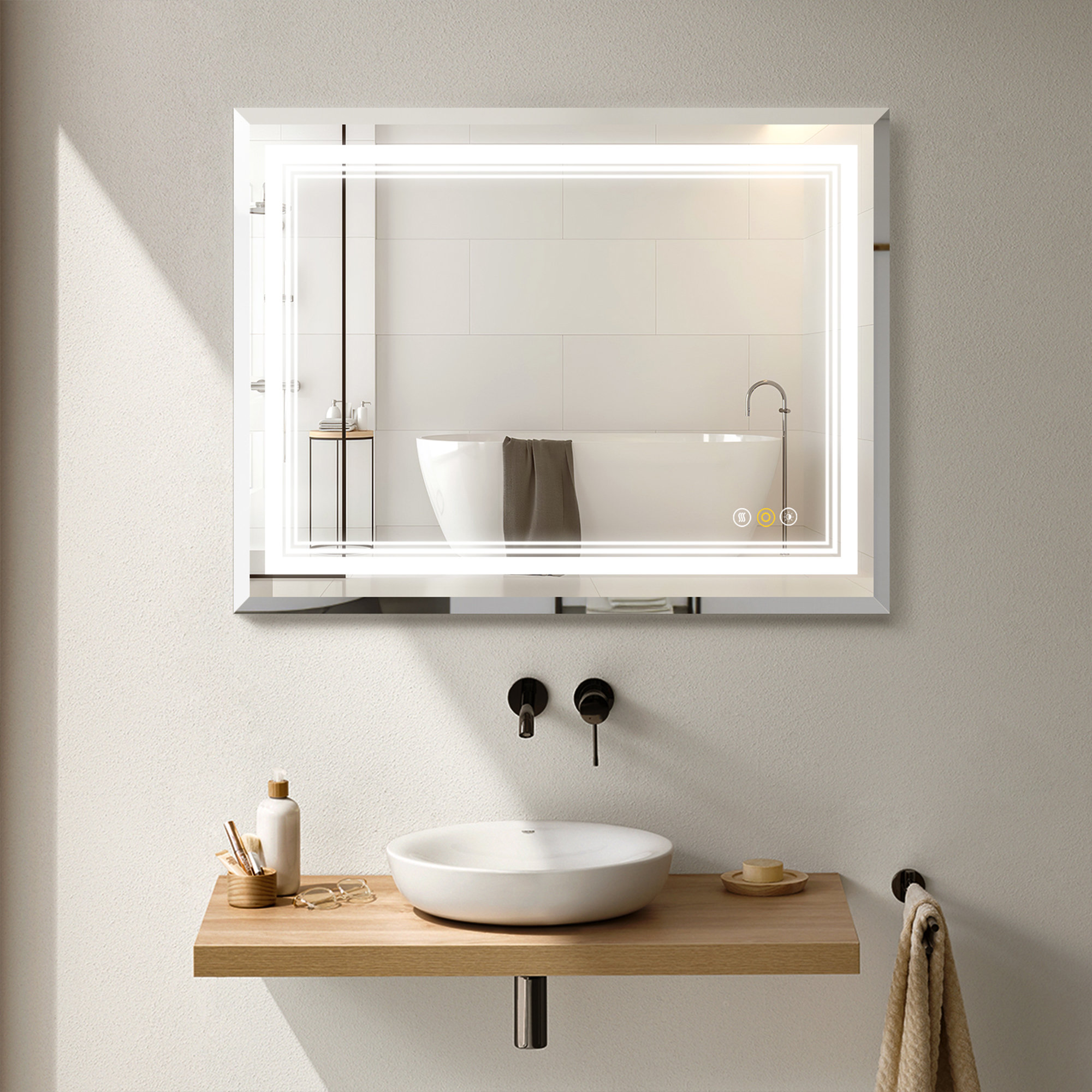 Ivy Bronx Abriele Rectangle LED Wall Mirror | Wayfair