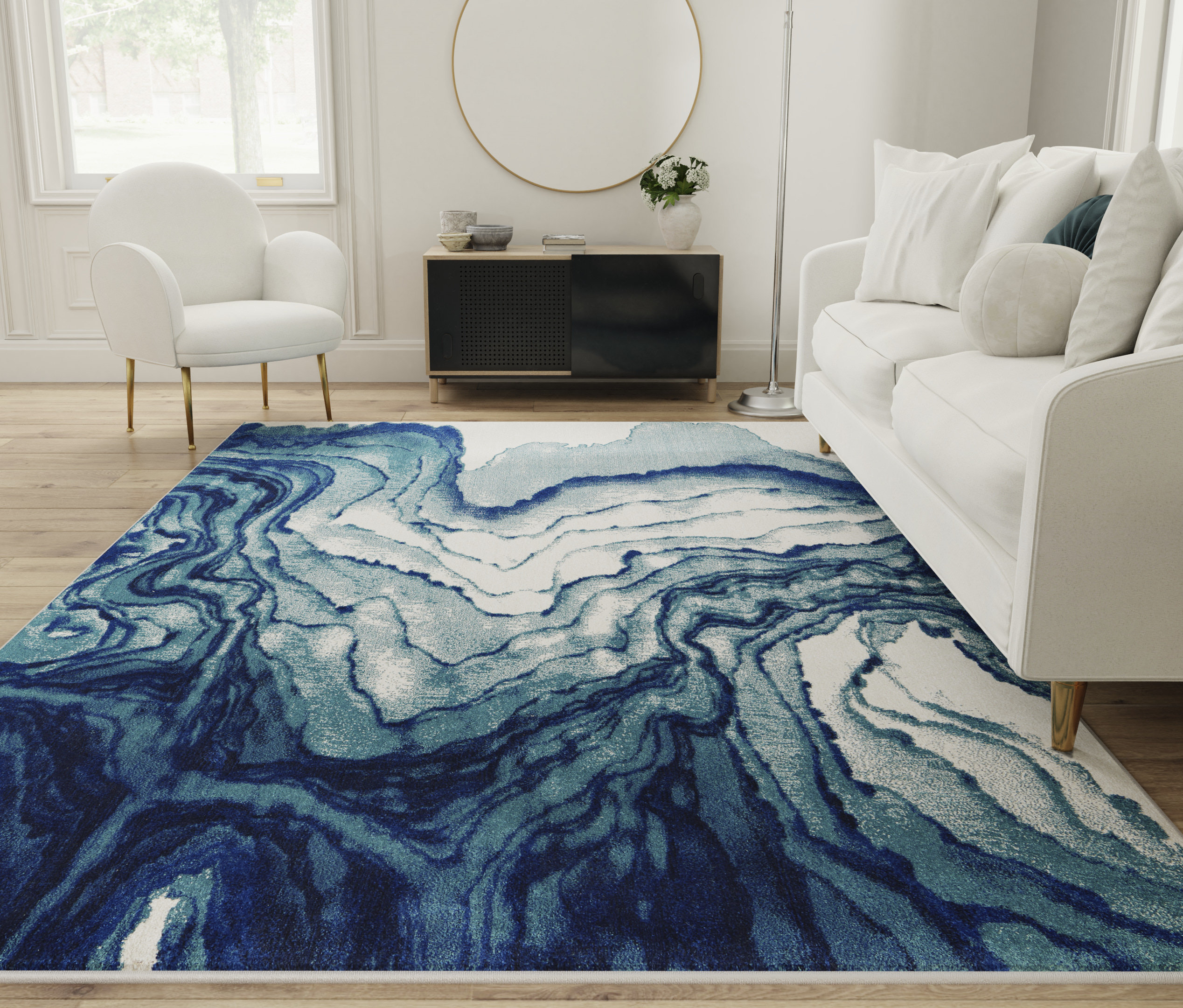 Ivy Bronx Omari Ocean Blue Rug & Reviews - Wayfair Canada