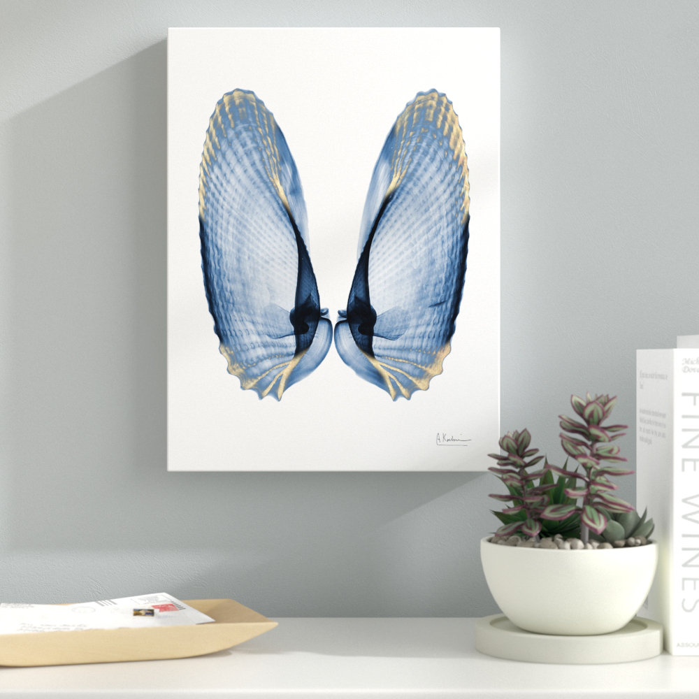 Ebern Designs Golden Crusted Angel Wings - Wrapped Canvas Graphic Art ...