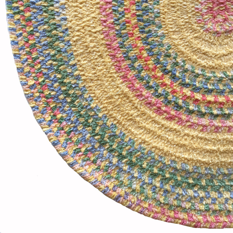 August Grove Brayden Hand-Braided Cotton Yellow Area Rug | Wayfair