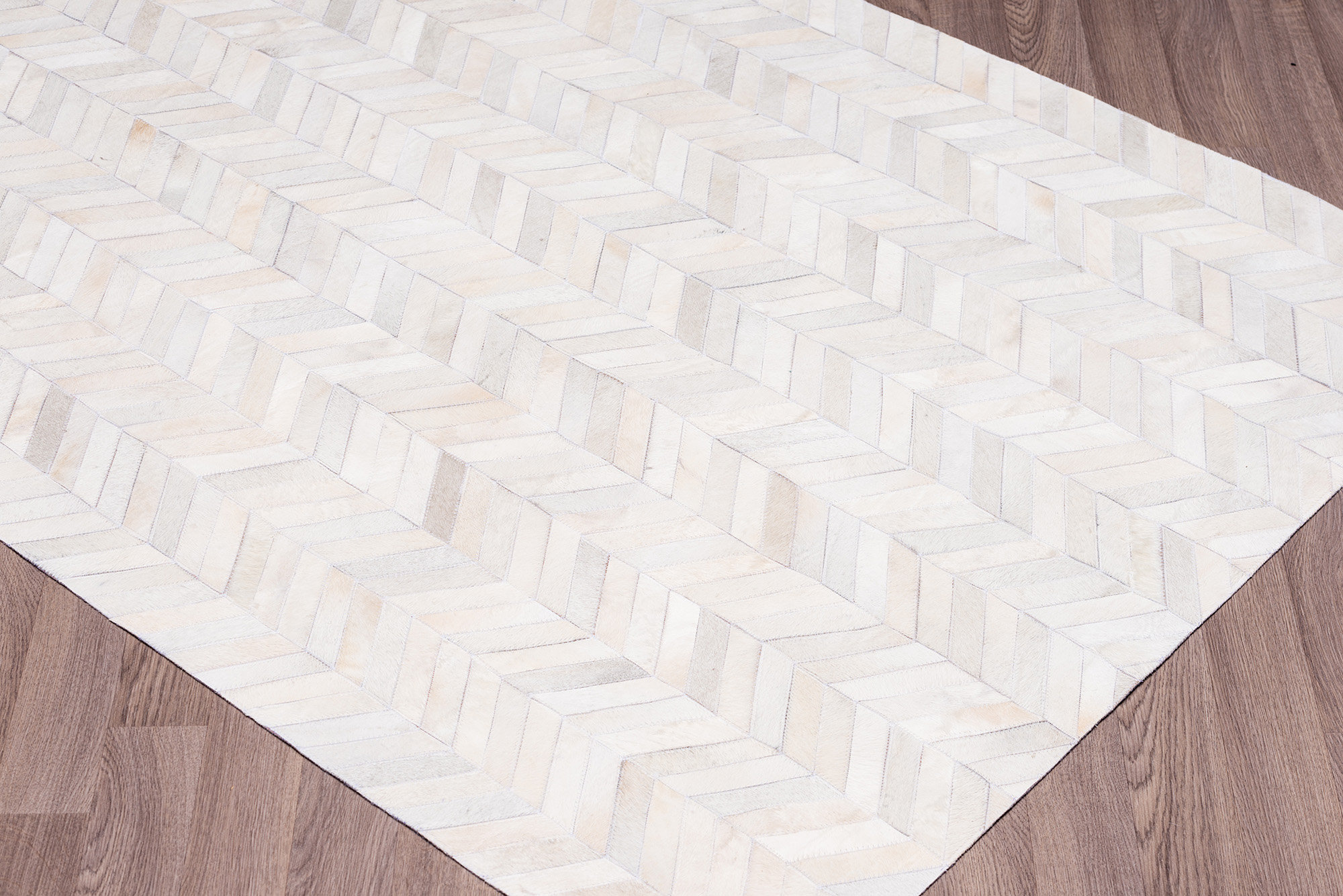 17 Stories Chappel Chevron Handmade Cowhide Area Rug in White & Reviews ...