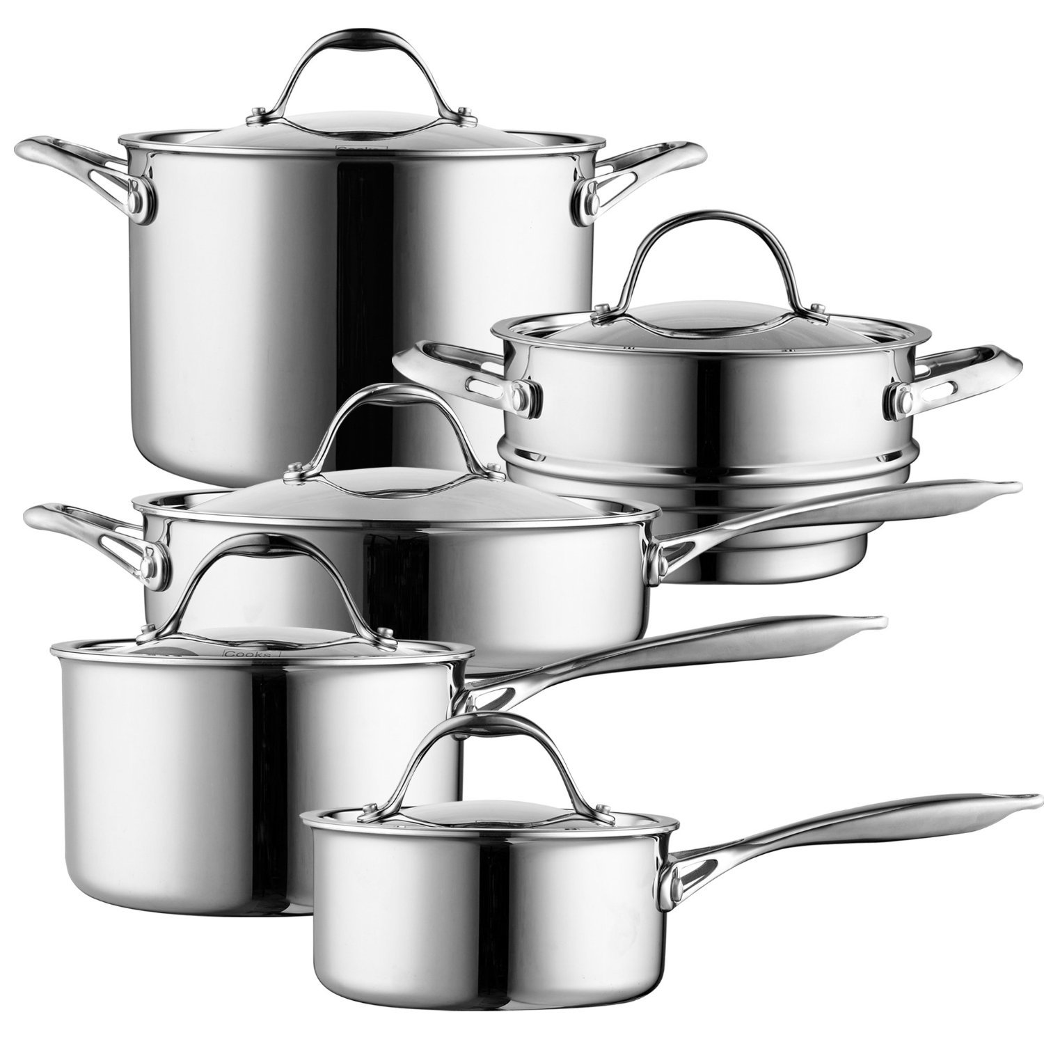 Cooks Standard 10-Piece Multi-Ply Clad Stainless Steel Cookware Set ...