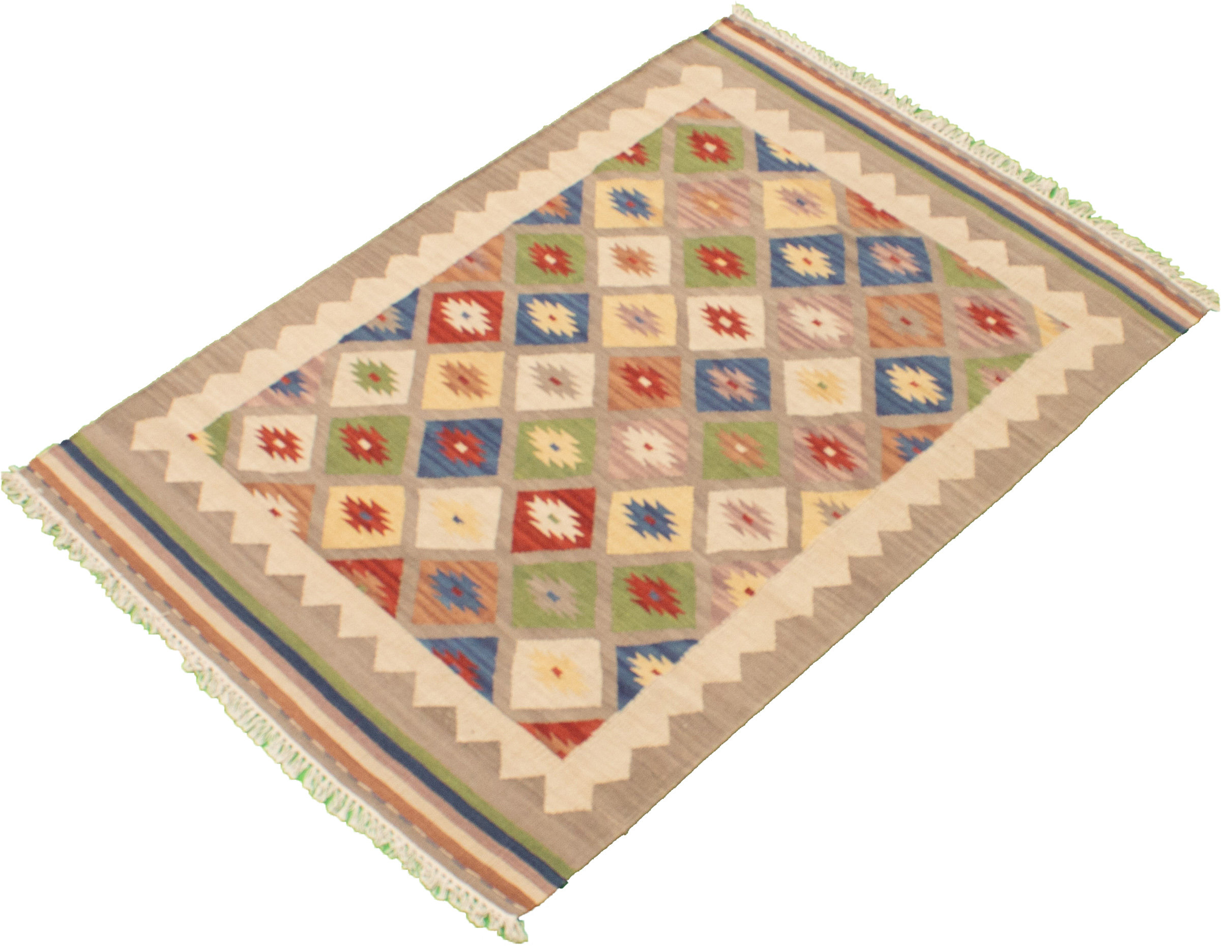Foundry Select Innis Handmade Kilim Wool Brown/Beige/Blue Rug | Wayfair