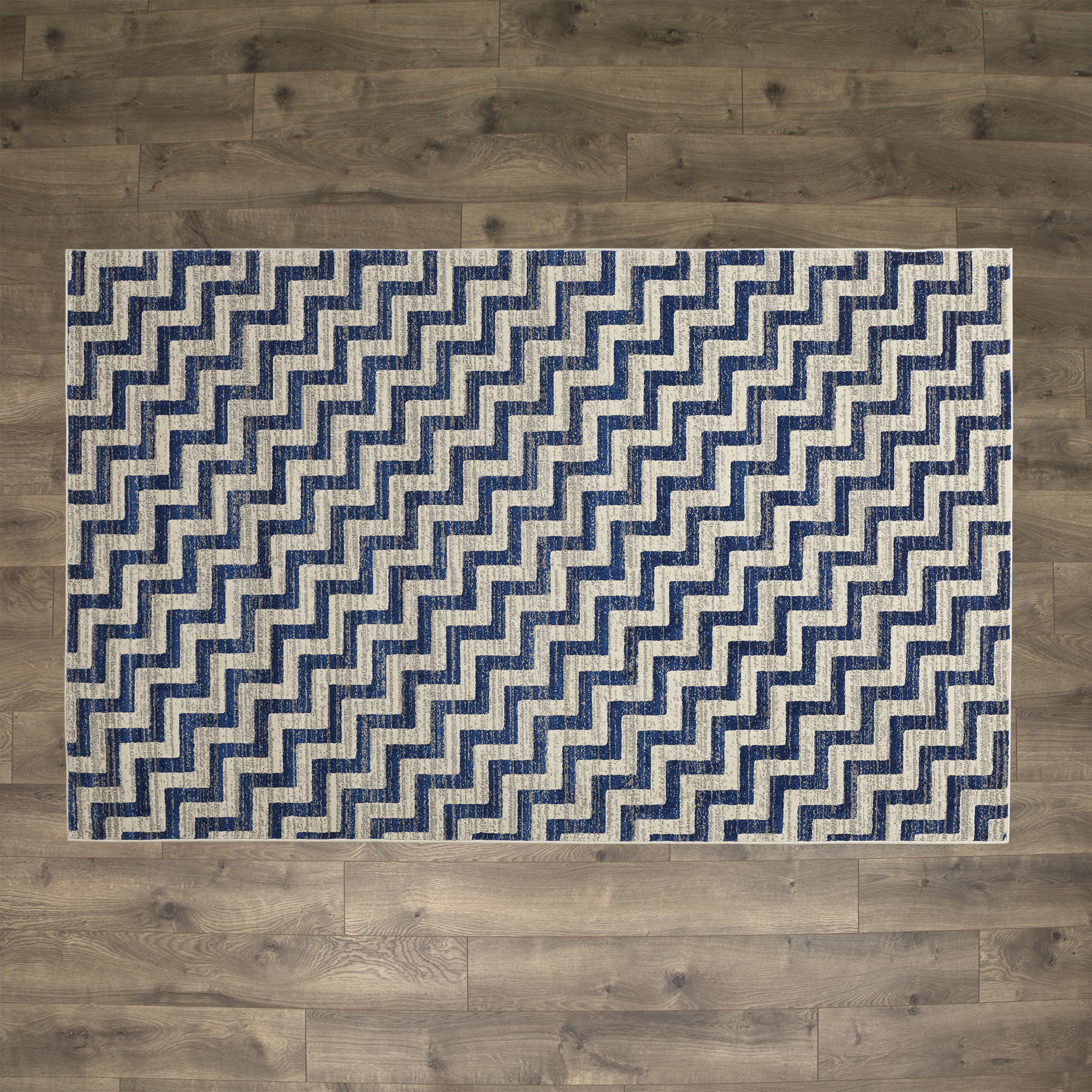 Ebern Designs Elva Chevron Cobalt Blue Area Rug | Wayfair