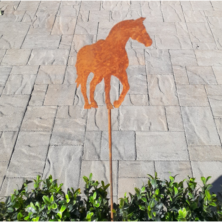 Union Rustic Metal Rustic Horse Planter Garden Stake | Wayfair