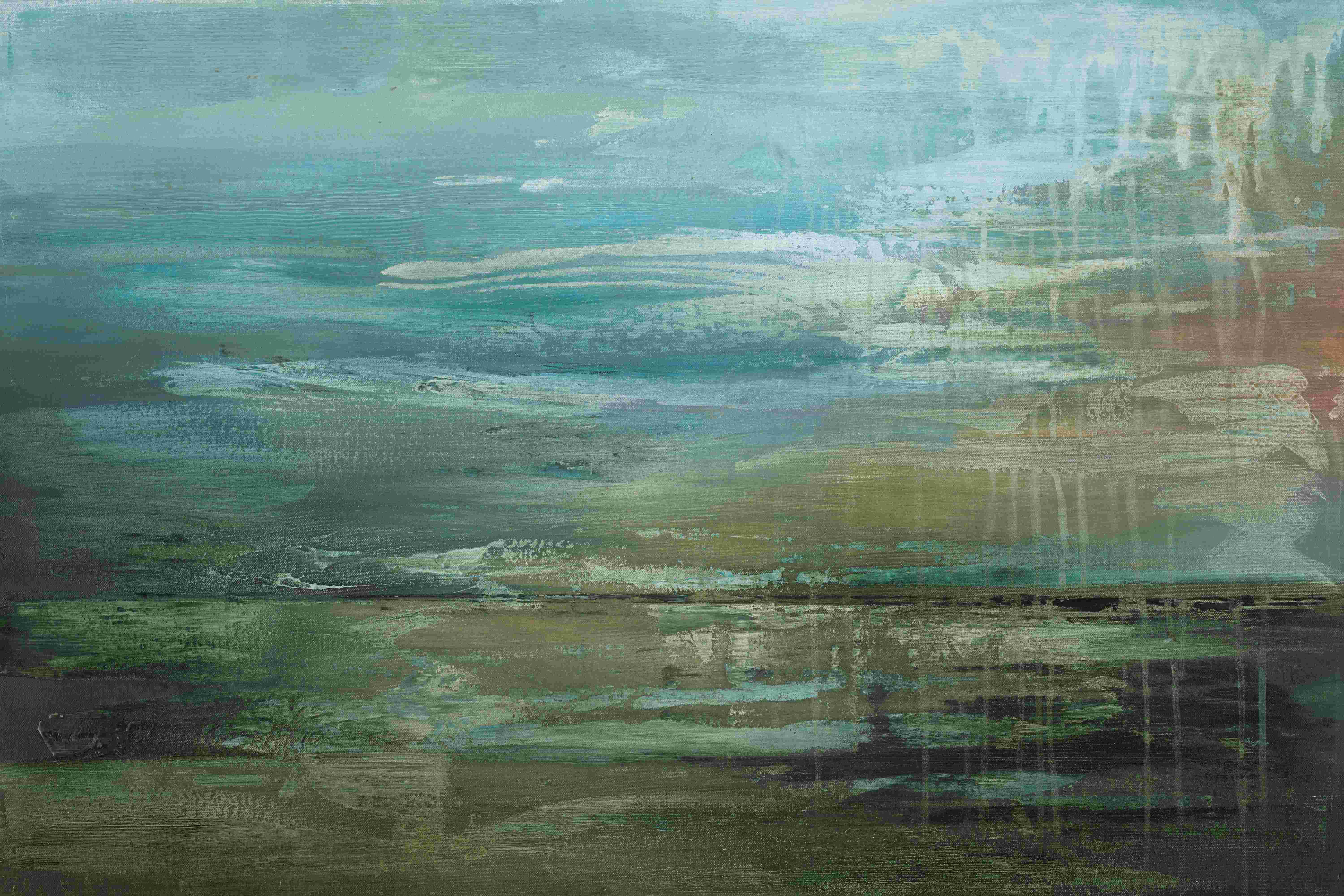 Wrought Studio Abstract Ocean View Drip - Wrapped Canvas Painting | Wayfair