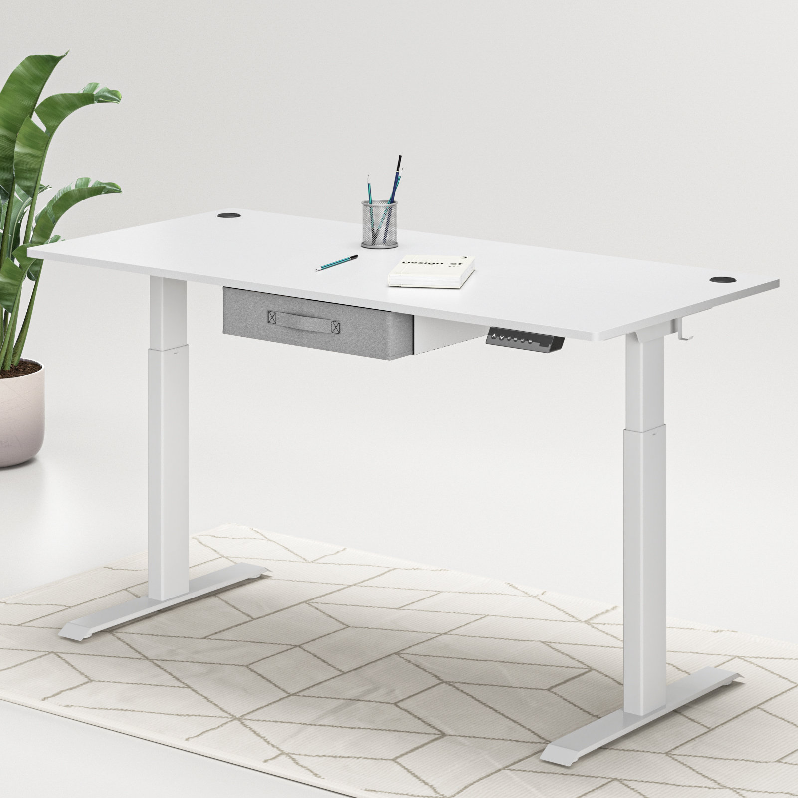 Inbox Zero Height Adjustable Standing Desk With Drawer & Reviews | Wayfair