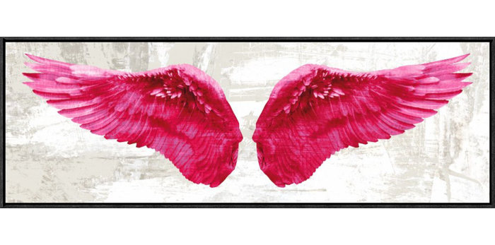 East Urban Home 'Angel Wings' Oil Painting Print in Pink | Wayfair