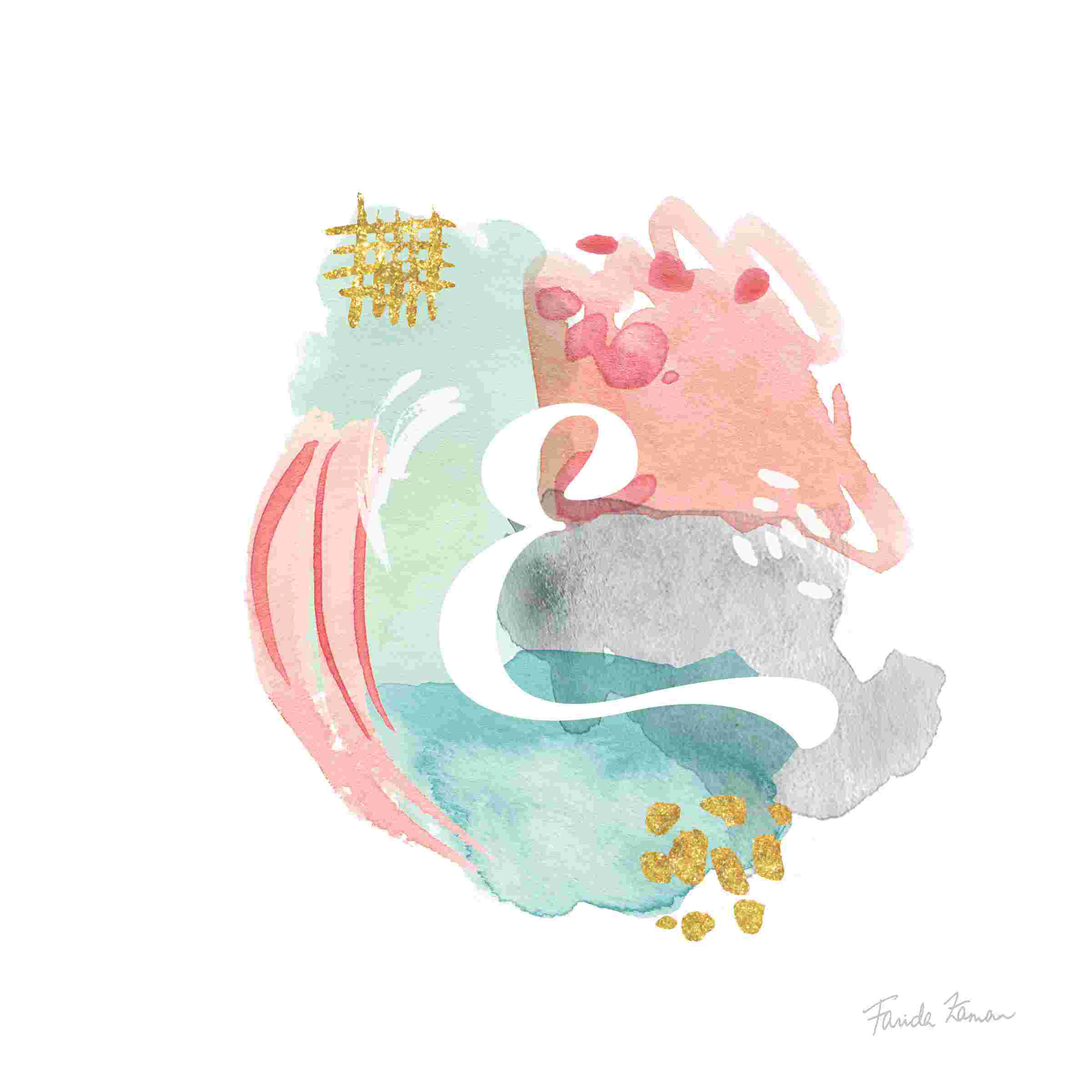 Wrought Studio Abstract Monogram E by Farida Zaman - Wrapped Canvas ...