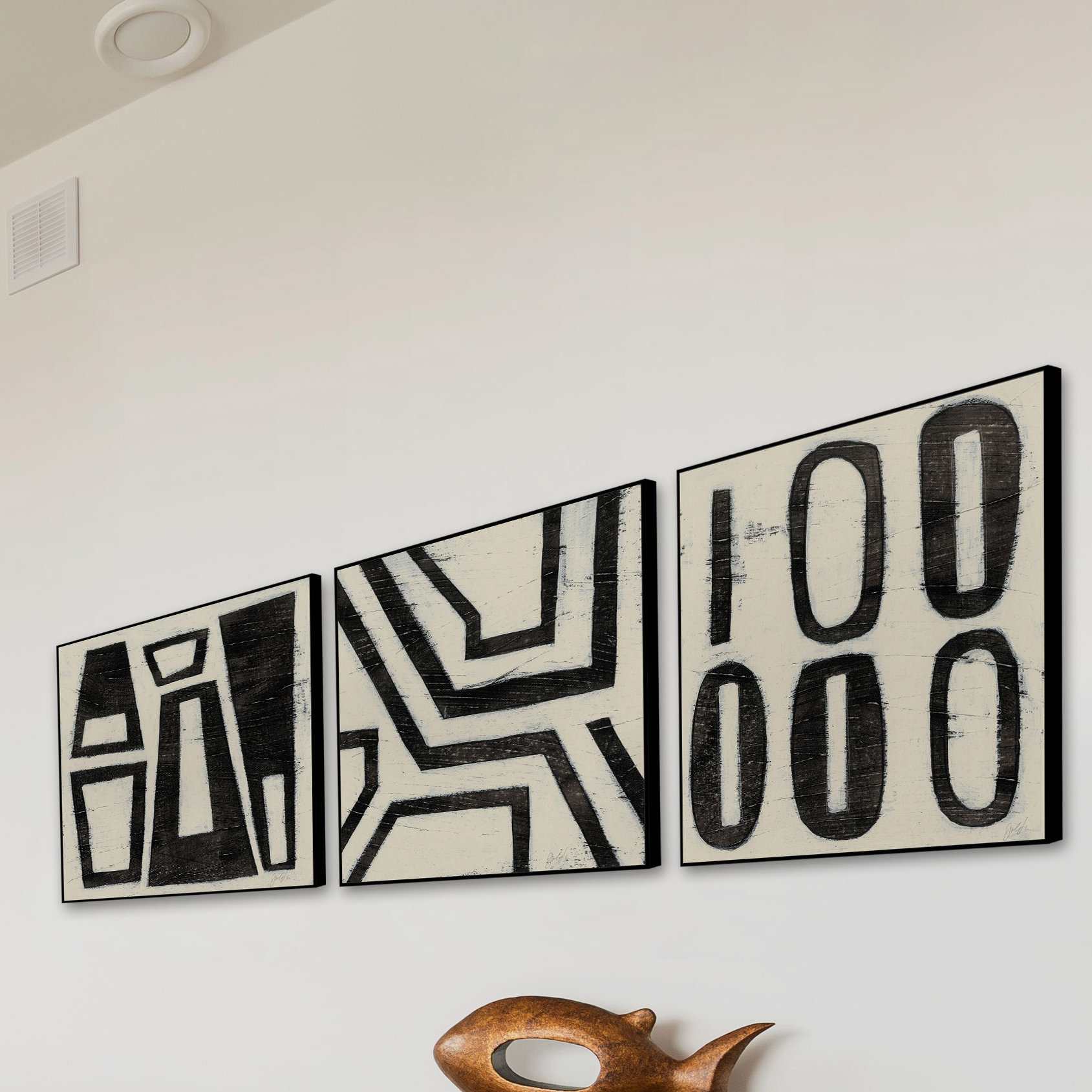 World Menagerie Hieroglyph by Marmont Hill - 3 Piece Floater Frame ...