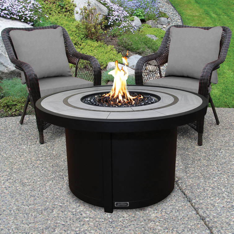 Sunbeam Round Ceramic Top Aluminum Propane/Natural Gas Fire table ...