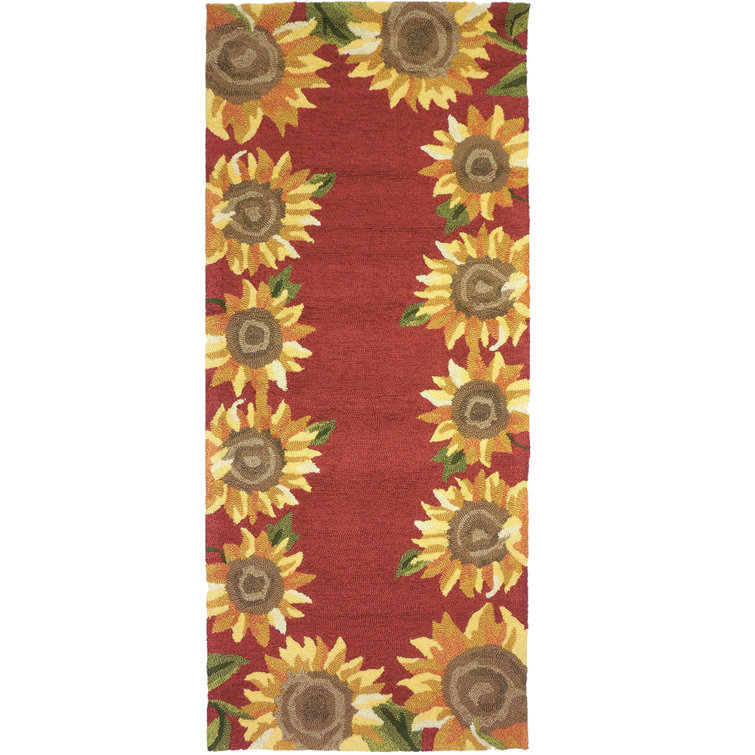 August Grove® Valois Handmade Looped/Hooked Area Rug in Red; Yellow ...