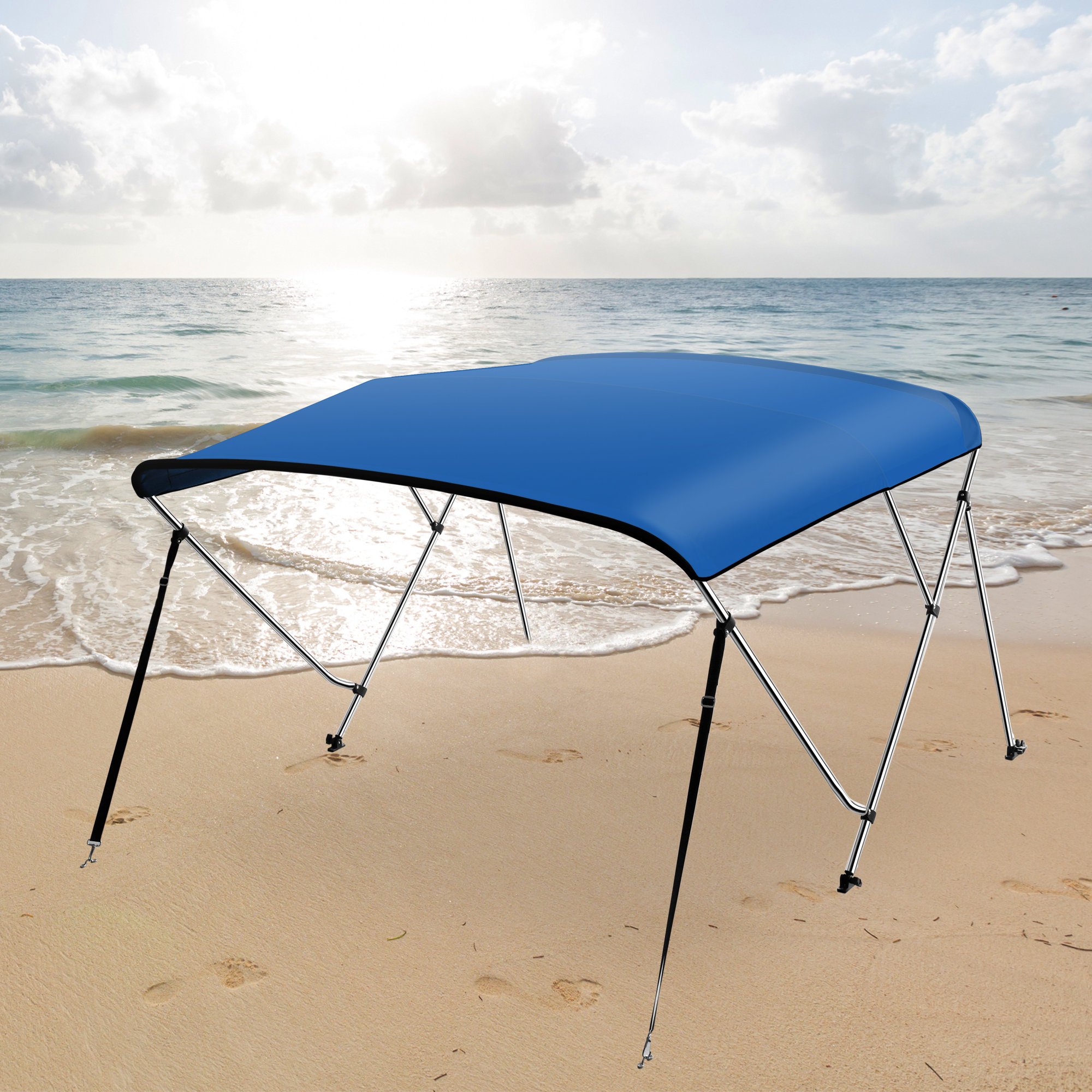 SereneLife Waterproof Boat Bimini Top Cover - 85-90" W 3 Bow Bimini Top ...