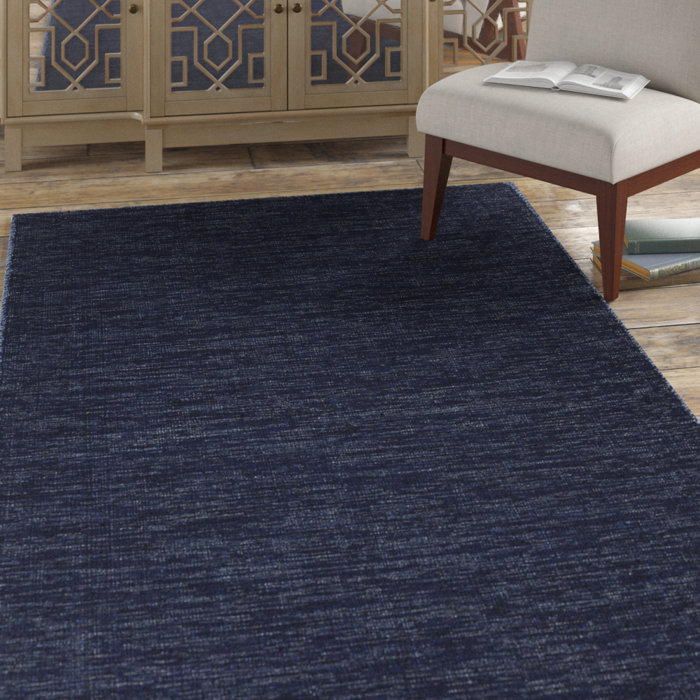 Latitude Run® Dario Reversible Handwoven Flatweave Cotton Navy Area Rug ...