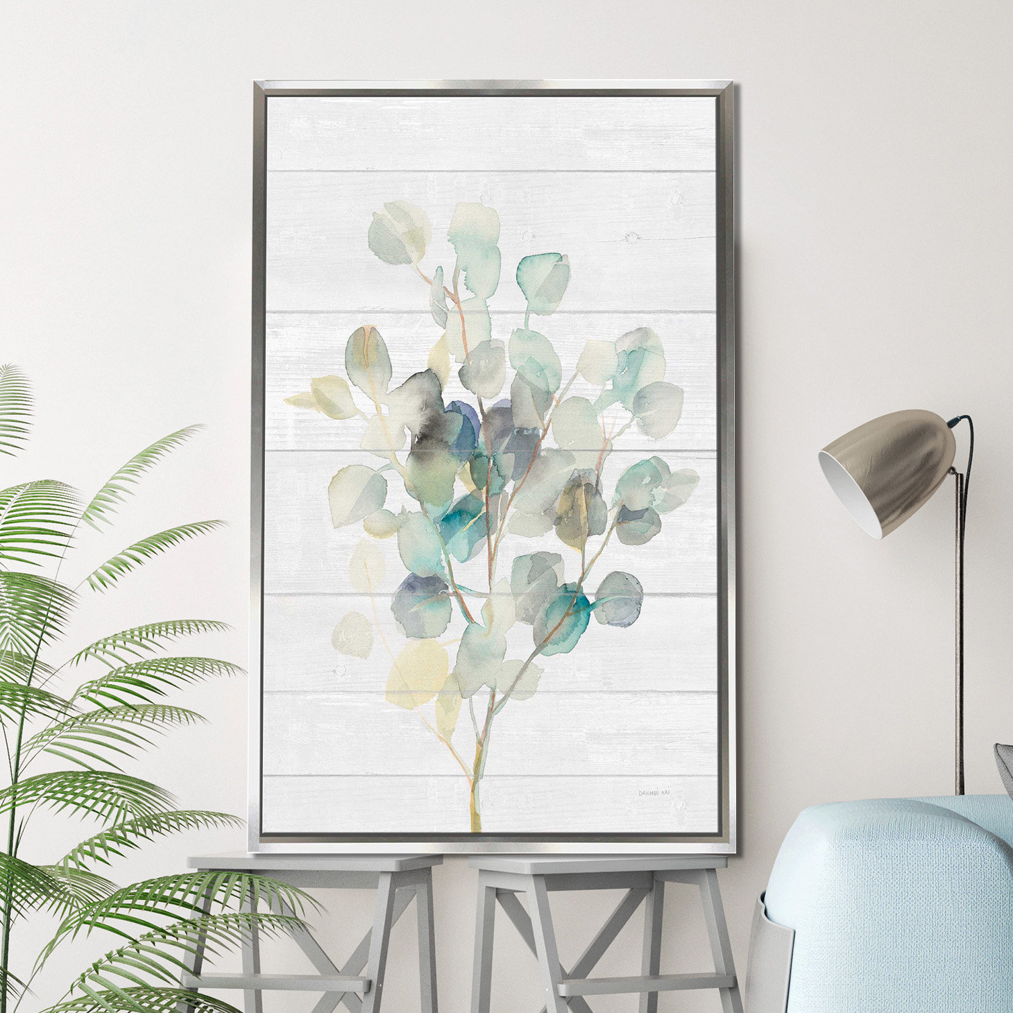 Ebern Designs Eucalyptus III On Shiplap - Print on Canvas | Wayfair