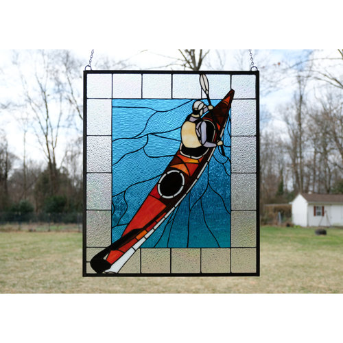 Winston Porter Boat Canoe Stained Glass Window Panel | Wayfair