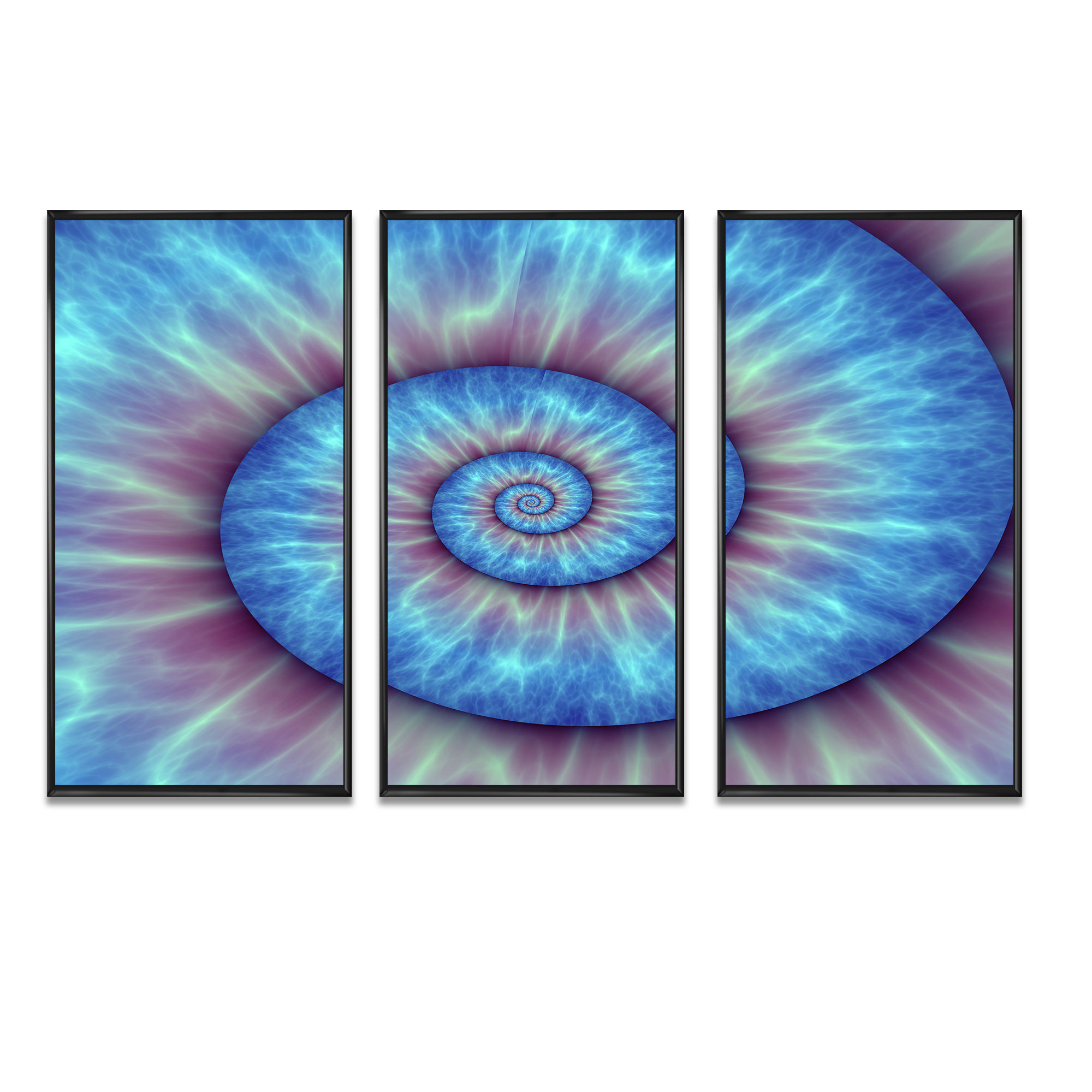 Orren Ellis Fibonacci Pattern Blue - 3 Piece Floater Frame Graphic Art ...