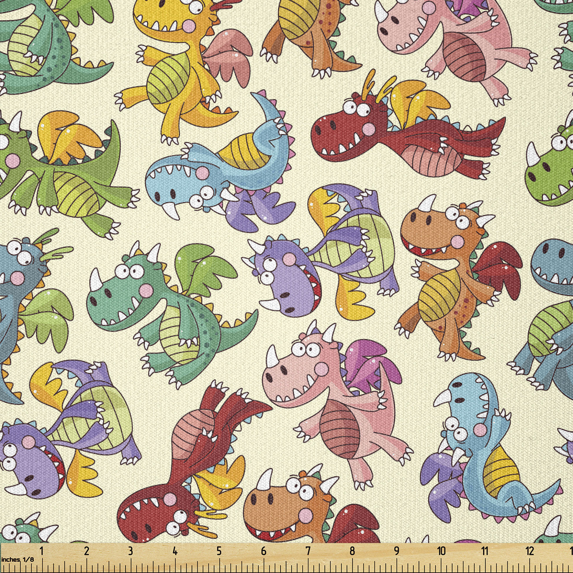 East Urban Home Ambesonne Dragon Fabric By The Yard, Cartoon Dragons ... East Urban Home Ambesonne Dragon Fabric By The Yard, Cartoon Dragons ...