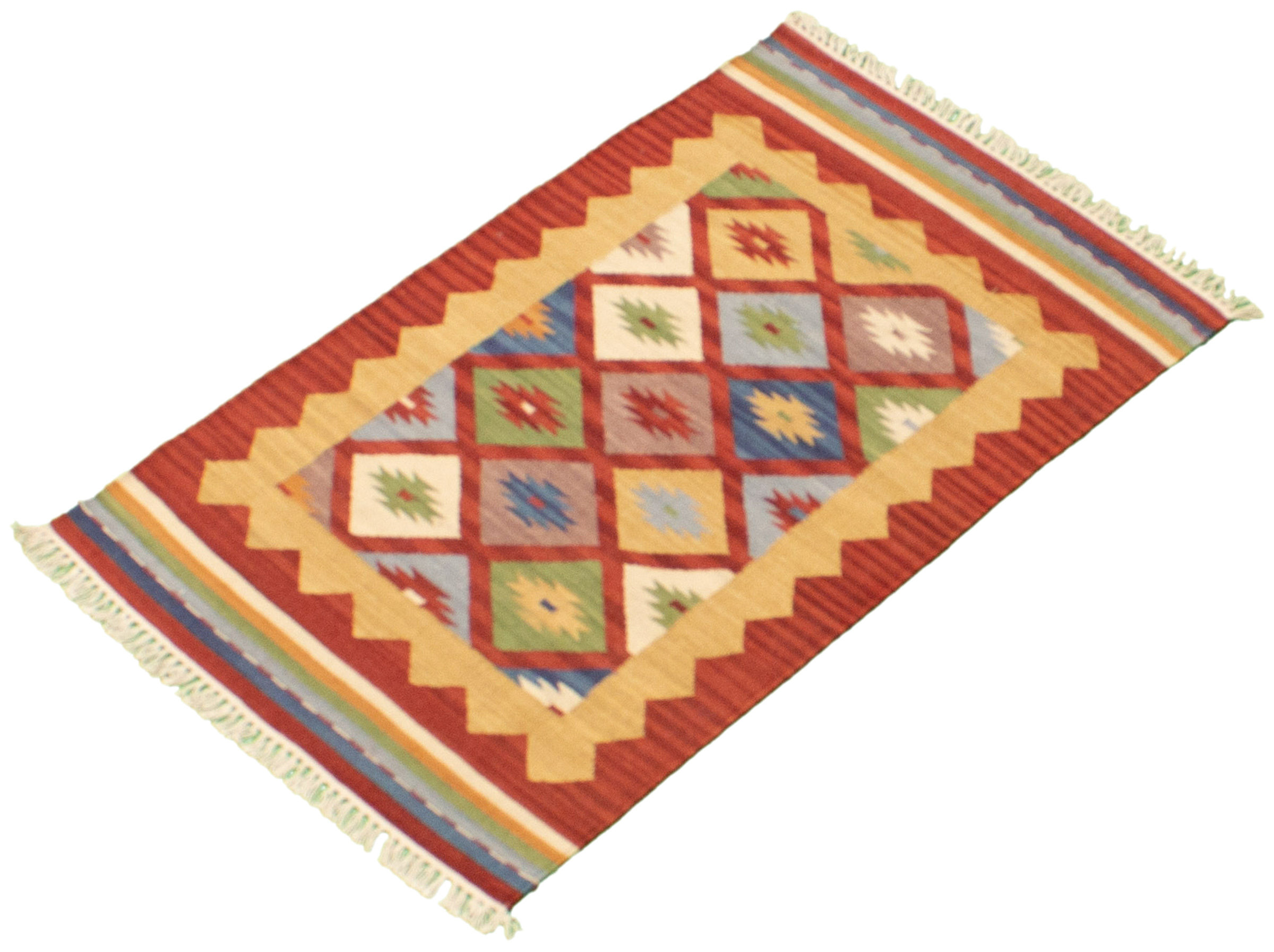 Foundry Select Innis Geometric Handmade Kilim Wool Rust/Beige/Green ...