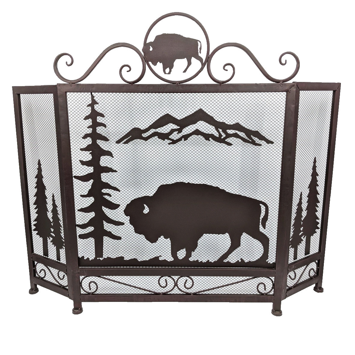 Millwood Pines Rustic Decorative Metal Foldable Fireplace Screen With ...