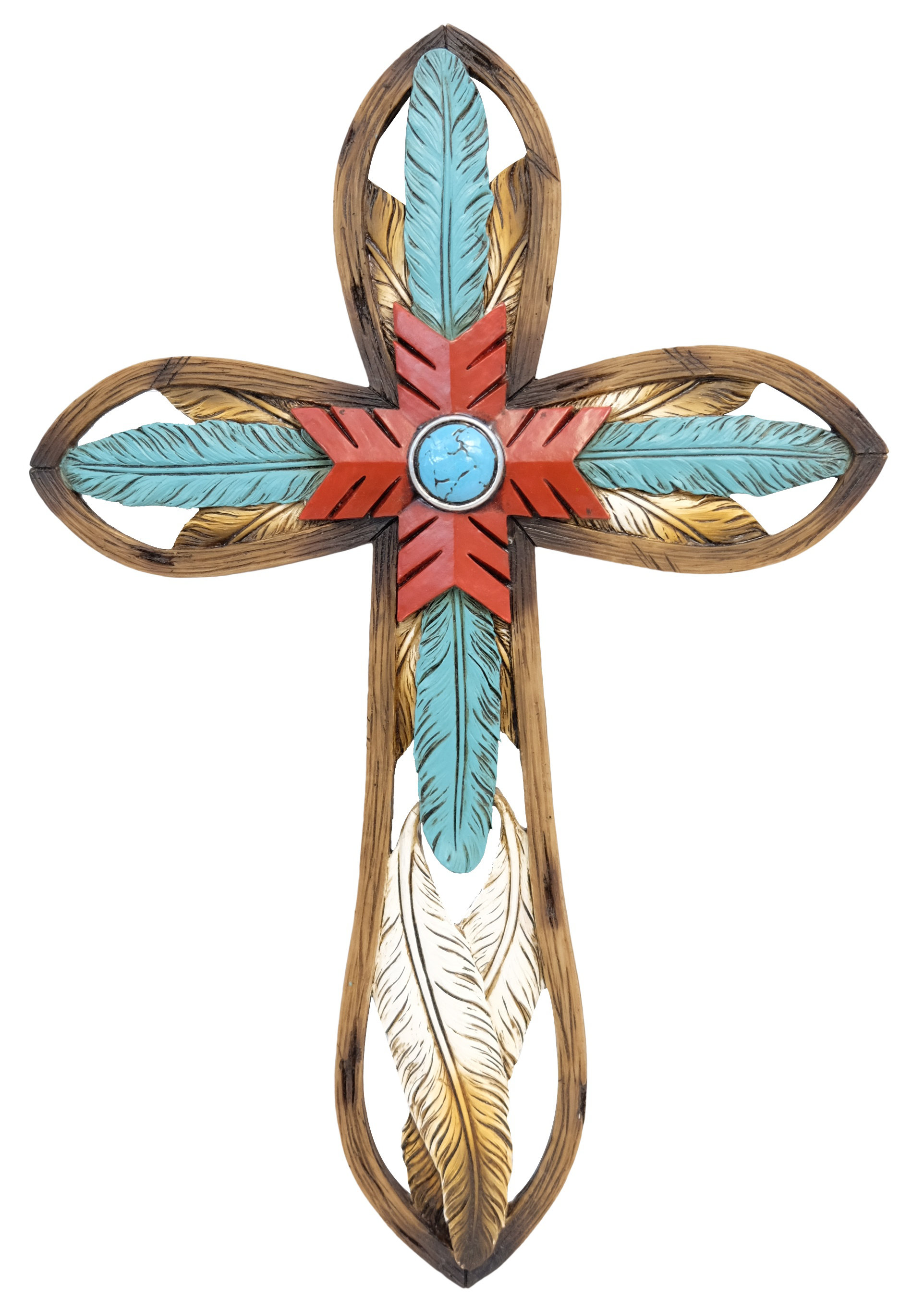 Trinx Southwestern Feather Hanging Wall Cross | Wayfair