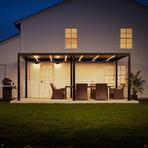 SORARA 10 Ft. W x 20 Ft. D Pergola Adjustable Louvred Roof with Remote ...