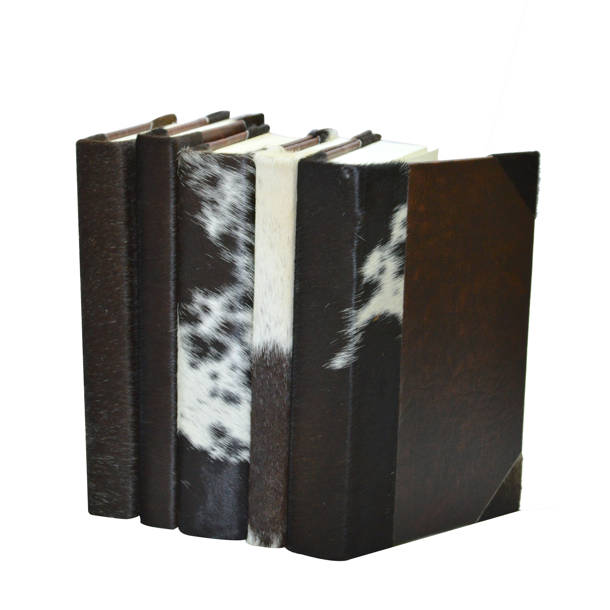 Leather Books 5 Piece Hide Metallic Decorative Book Set | Perigold