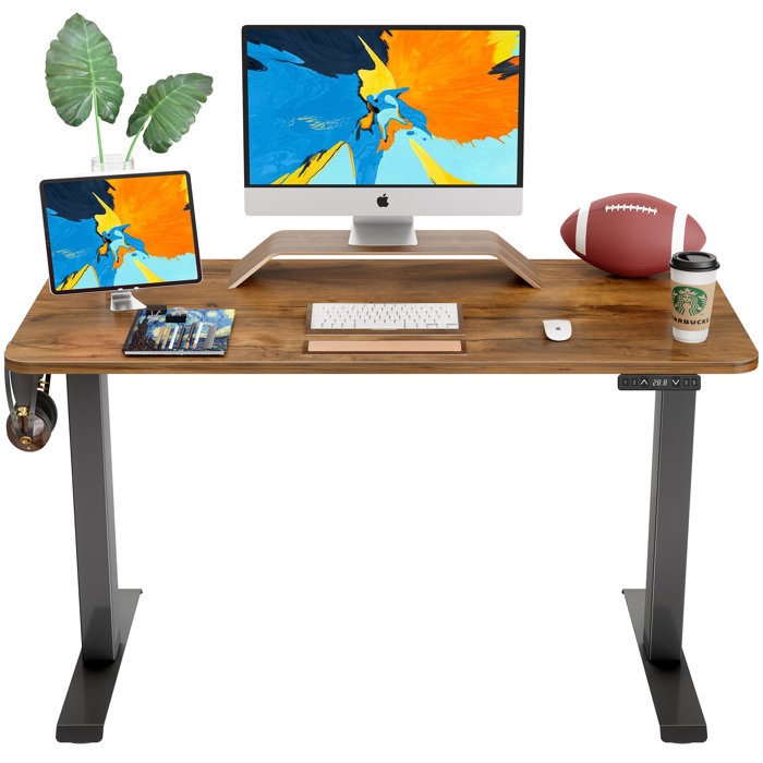 Inbox Zero Dual Motor Height Adjustable Electric Standing Desk, 55 X 24 ...