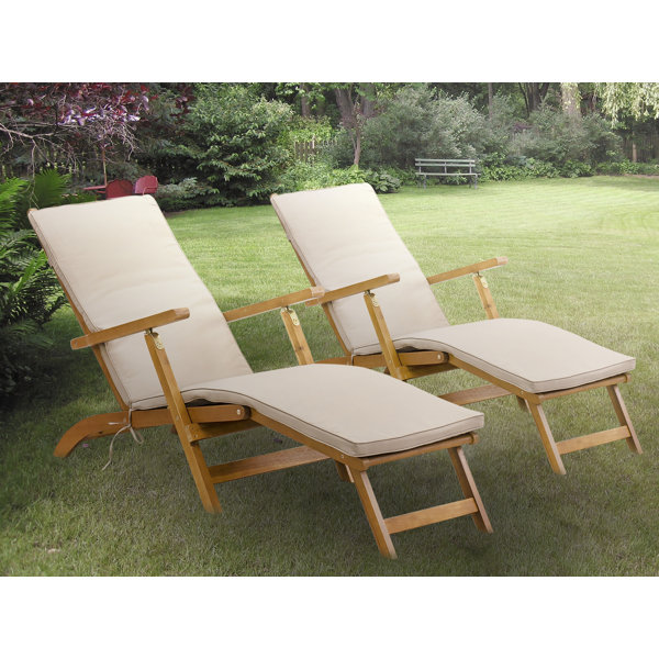 Andover Mills™ Huling 58.66'' Long Reclining Acacia Single Chaise with ...