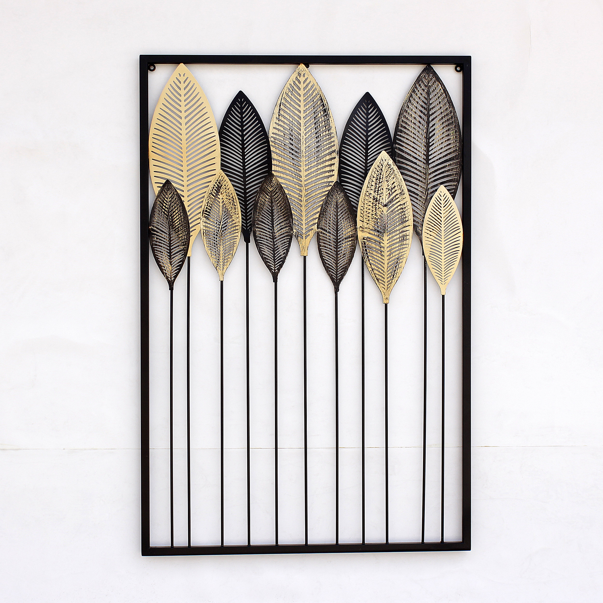 Red Barrel Studio Large Colorful Leaves In Frame Metal Wall Sculpture