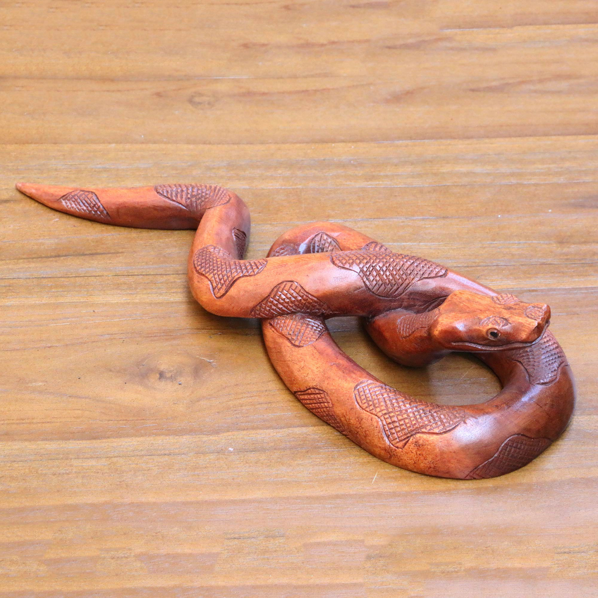World Menagerie Stanbridge Citra Hand Crafted Wood Python Sculpture ...