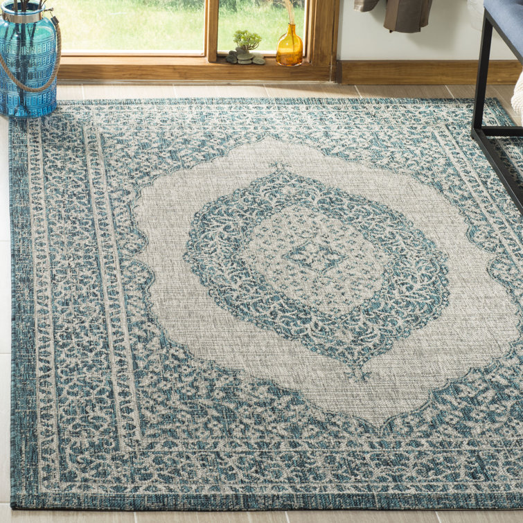 World Menagerie Auburn Light Grey/Teal Rug & Reviews | Wayfair.co.uk