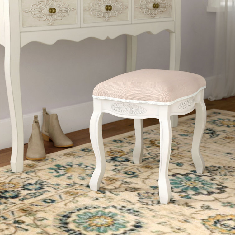 Ophelia & Co. Adelinna 18'' Tall Solid Wood Vanity Stool & Reviews ...