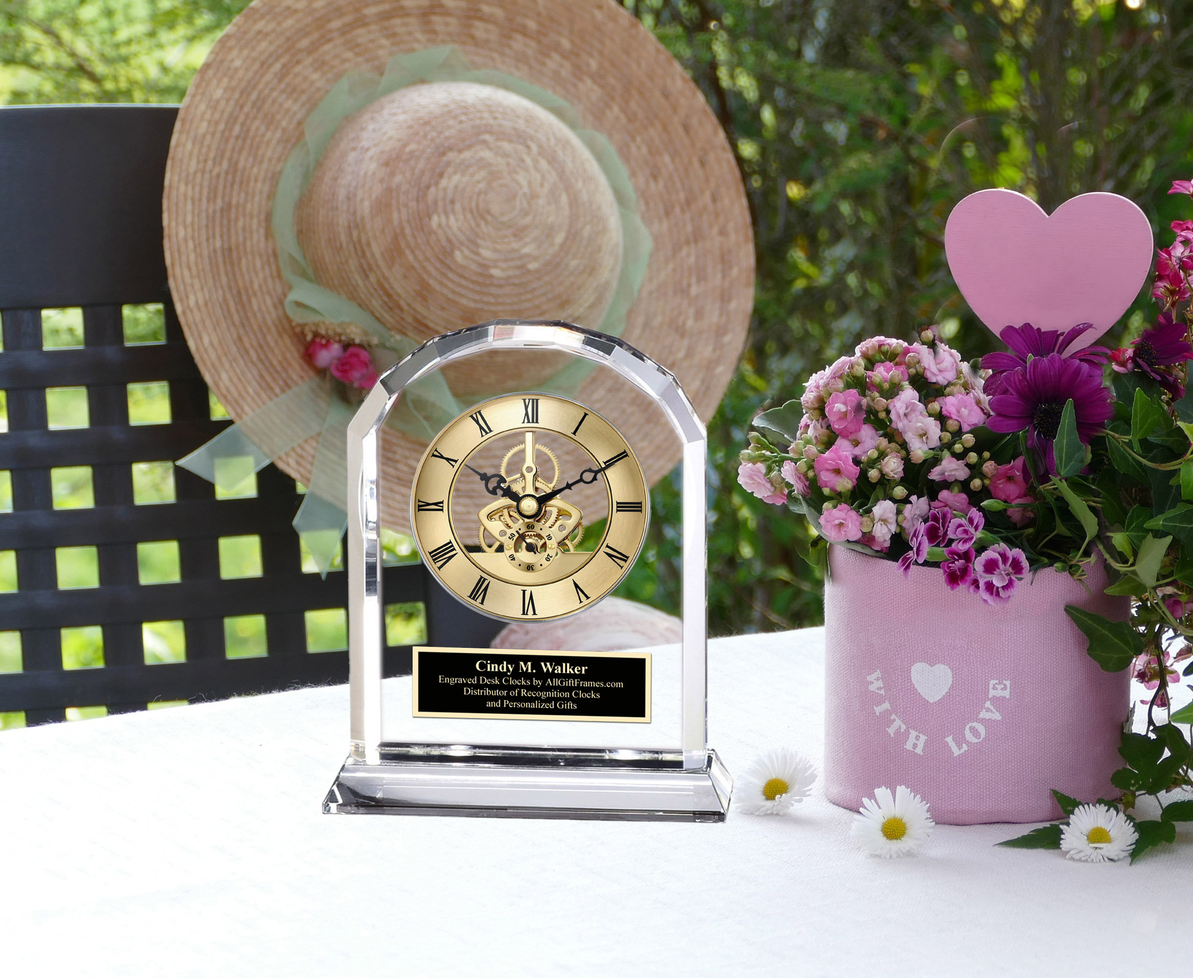 AllGiftFrames Engrave Crystal Gold Clock With Black Engraving Engineer ...