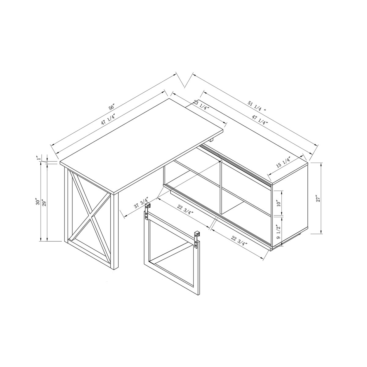 Gracie Oaks Elizaveta Reversible L-Shape Desk & Reviews | Wayfair