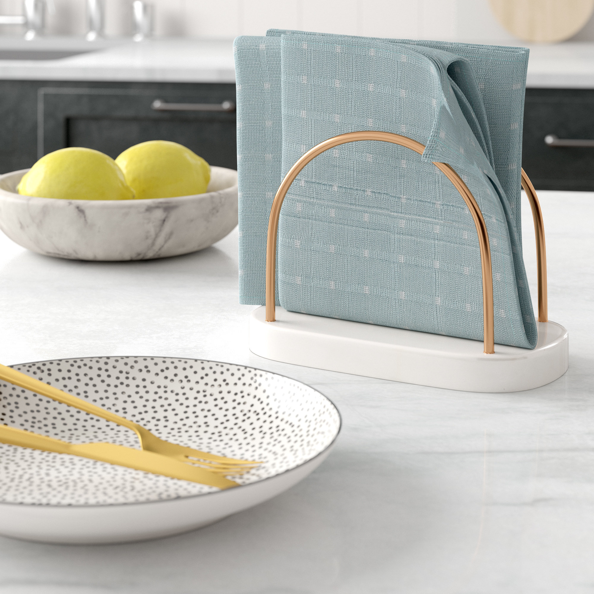 Brayden Studio® Natural Marble Base Standing Napkin Holder & Reviews ...