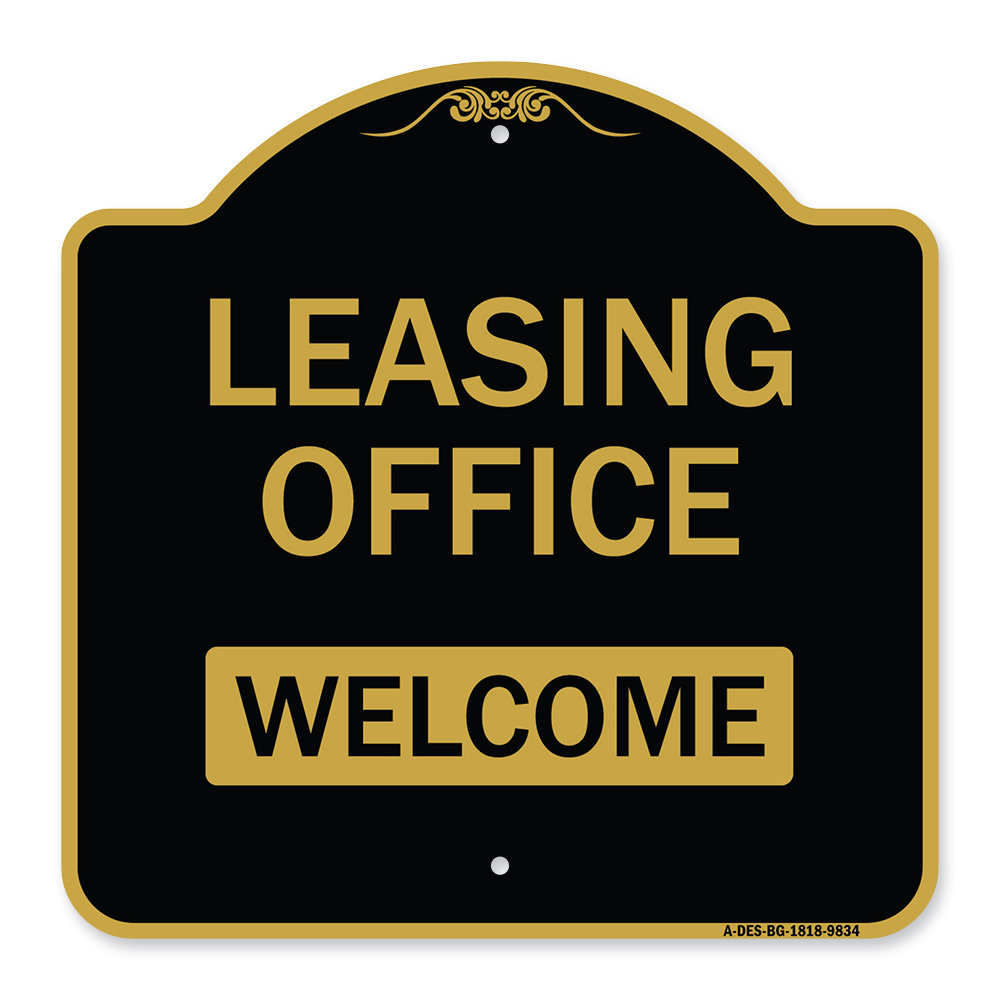 Signmission Designer Series Sign - Leasing Office, Welcome | Black ...