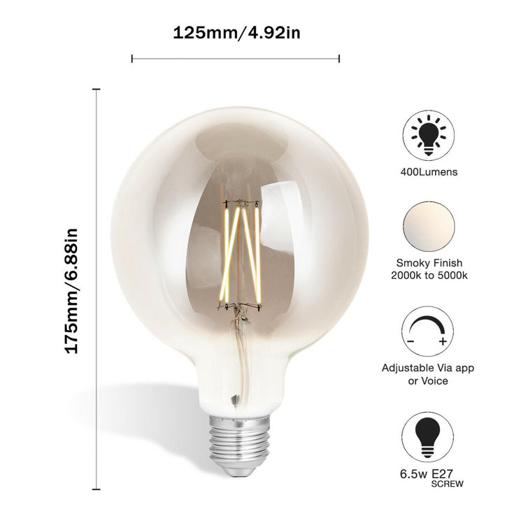 4lite WiZ Connected 6.5 W E14 Dimmable LED Vintage Edison Globe Light ...