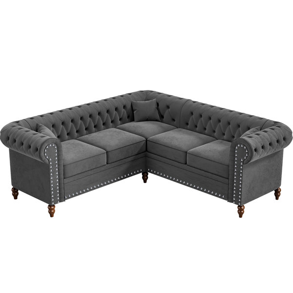 Tufted-scroll-sectional | Wayfair