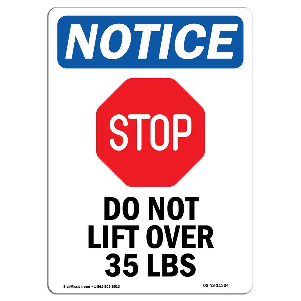 SignMission Do Not Lift Over 35 Lbs Sign | Wayfair