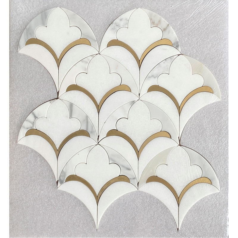 ES Stone Water Jet Water Jet 14" x 13" Marble Mosaic Tile | Wayfair