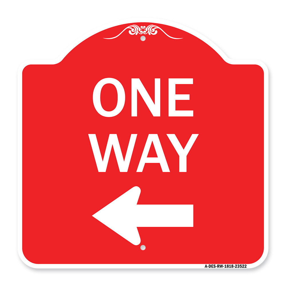 Signmission Designer Series Sign - One Way Sign (Left Arrow) | Red ...