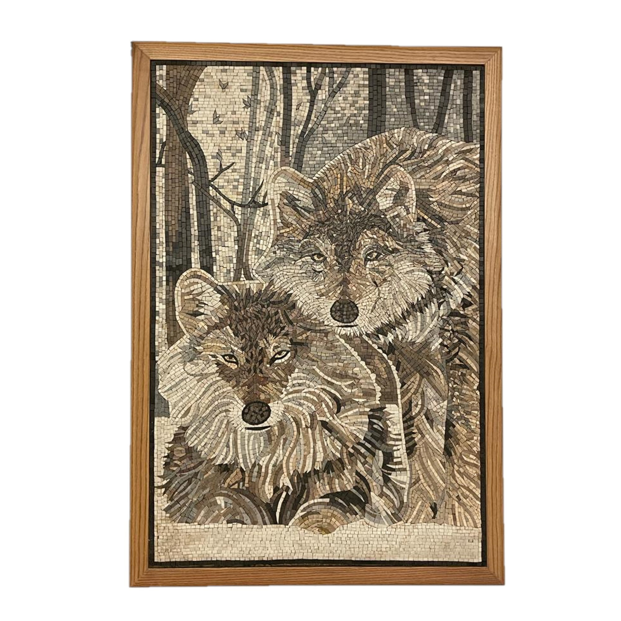 Caesar's Living Stone Mosaic 3D Wolves Wall Décor | Wayfair