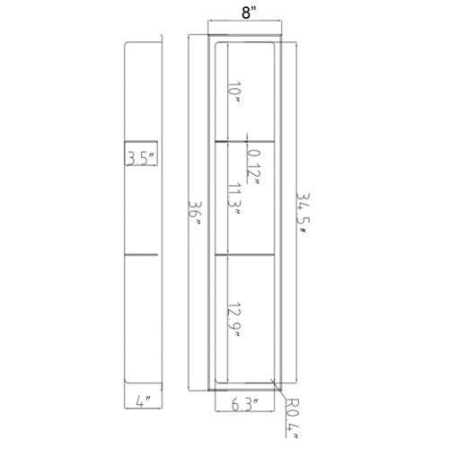 AKDY 8 In. W x 36 In. H x 4 In. D 18-Gauge Stainless Steel Triple Shelf ...