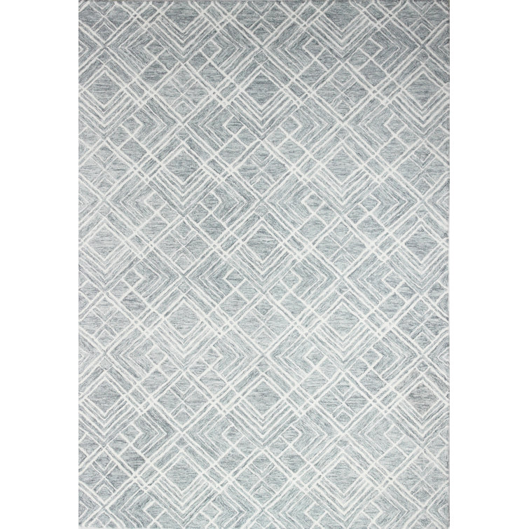Wrought Studio Grangeville Handmade Tufted Wool Gray/White Rug ...