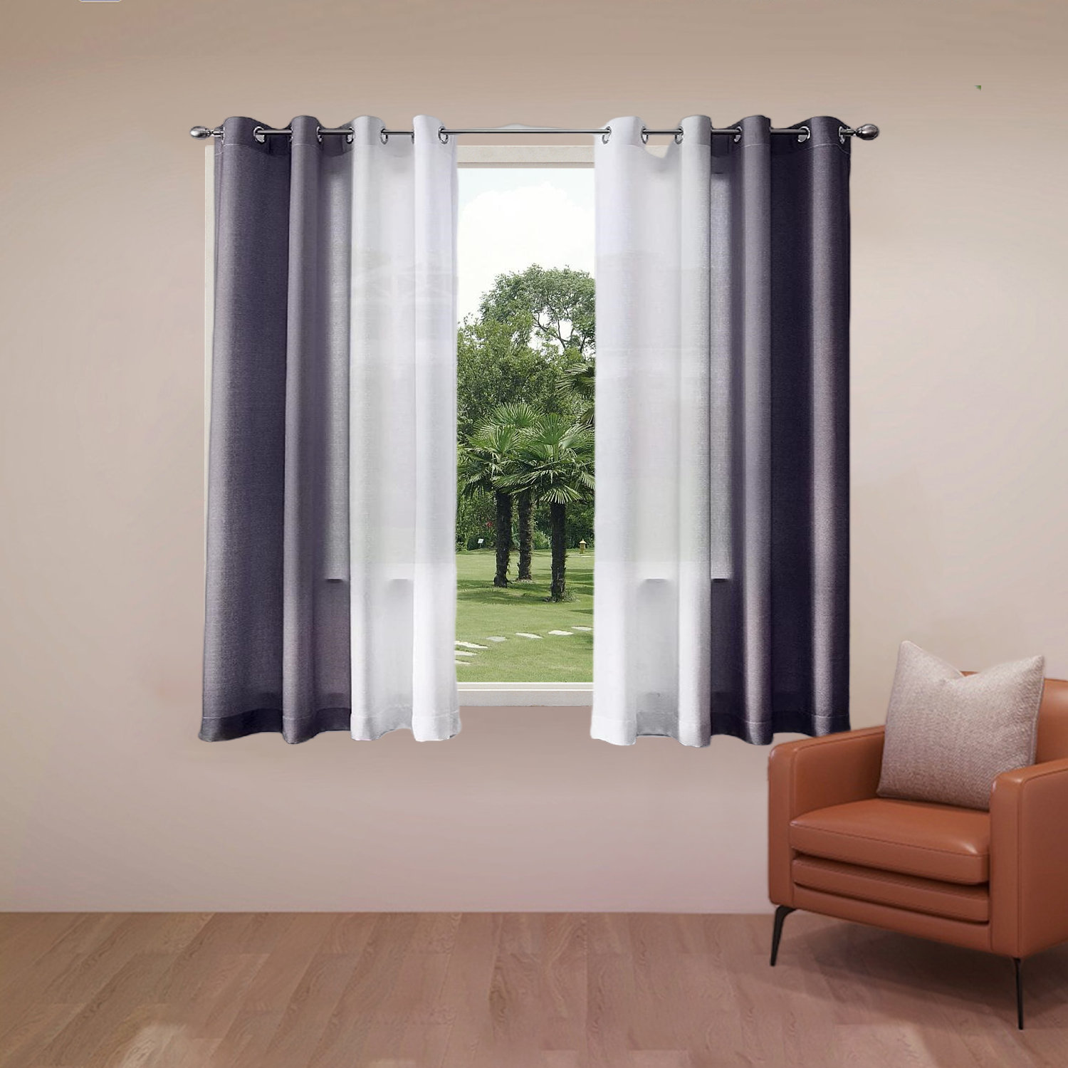 Ebern Designs Kson Solid Color Semi Sheer Grommet Curtain Panels Wayfair