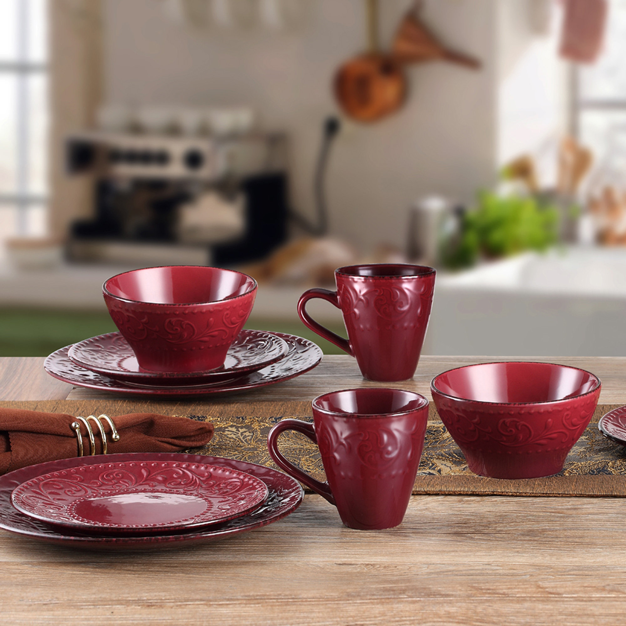 Lorren Home Trends Lorren Stoneware Dinnerware - Set of 16 & Reviews ...