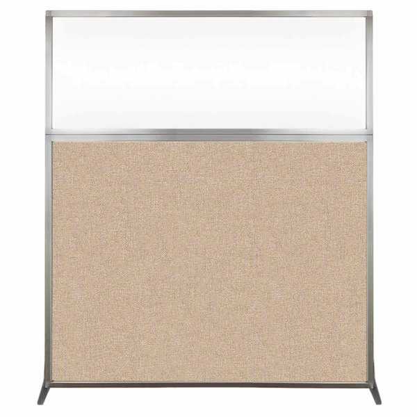 Versare 6' Tall Hush Screen Portable Partition - Clear Fluted Window ...