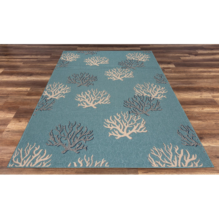 Highland Dunes Holl Indoor / Outdoor Area Rug in Blue & Reviews | Wayfair